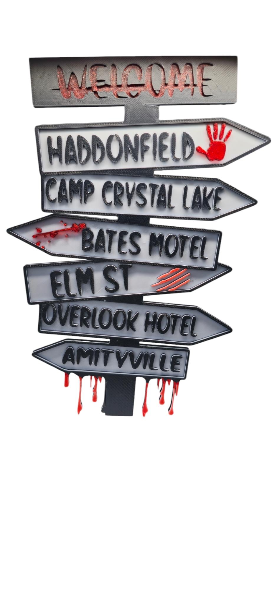 Vintage Horror Direction Sign – Spooky Wall Decor for Fans – PADSLABS 3D